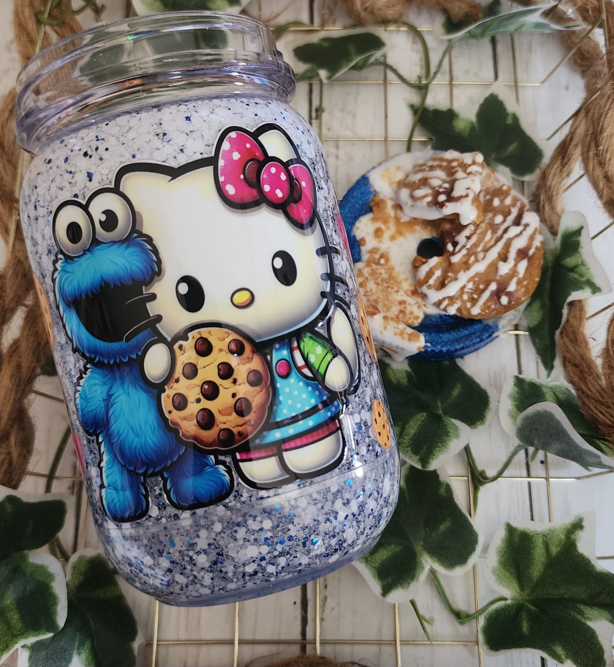 Cookie Monster Hello Kitty Plastic Jar – Love Laugh Craft
